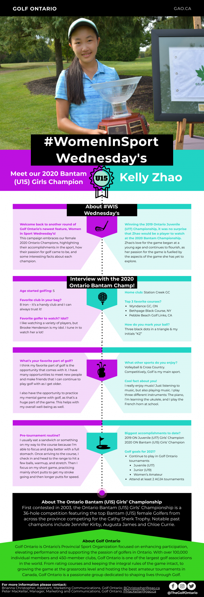 Women In Sport Wednesday’s: Kelly Zhao Edition - Golf Ontario